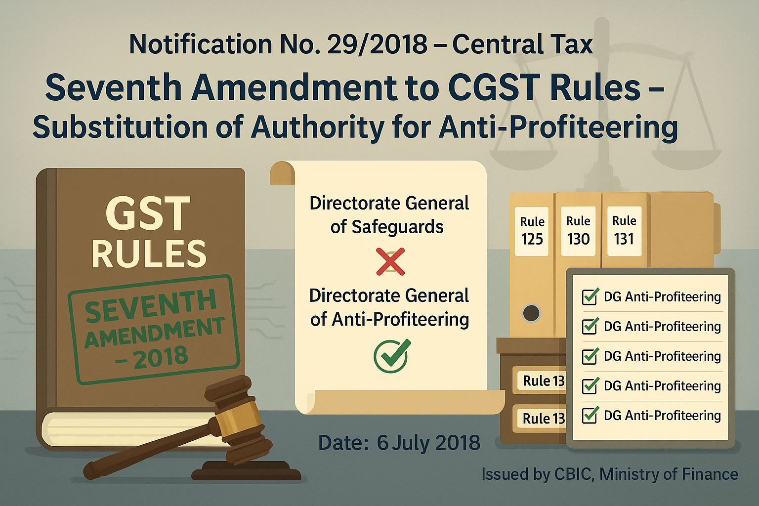 Seventh Amendment to CGST Rules, 2018 – Substitution of Authority for ...