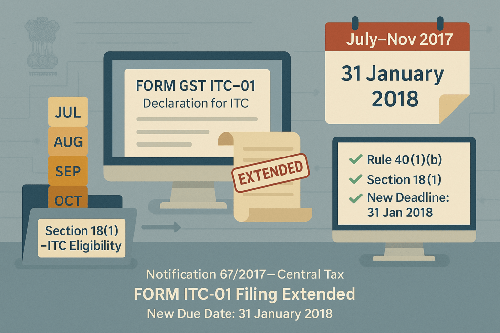 Extension for Filing FORM GST ITC-01 – Input Tax Credit Eligibility ...