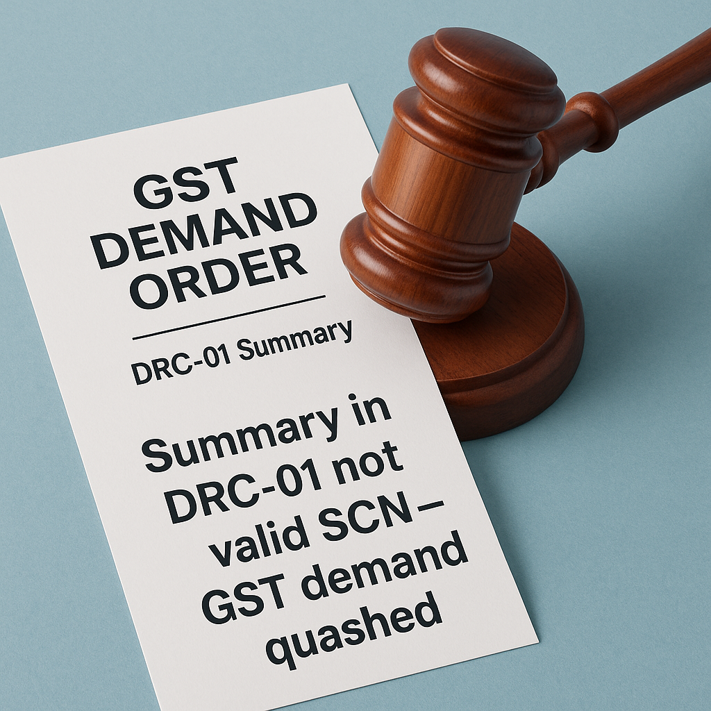 GST demand quashed as court held that summary of show cause notice in ...