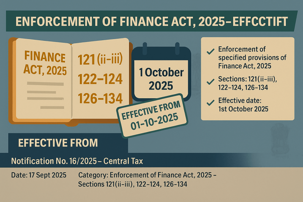 Enforcement of Finance Act, 2025 – Sections 121(ii–iii), 122–124 & 126 ...