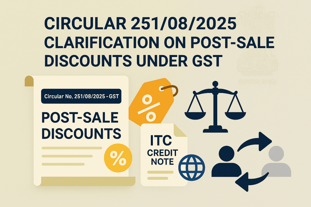 GST Circular 251/08/2025 – Clarification on Post-Sale Discounts under ...