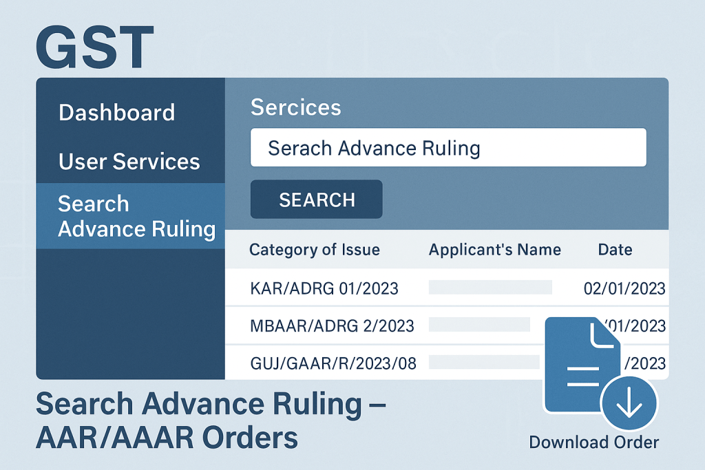 GST Compliance – Search Orders (AAR/AAAR) - GST Indiaguide