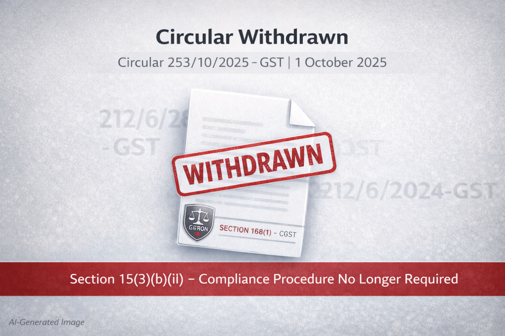Circular 212/6/2024-GST Withdrawn – CBIC Issues Circular 253/10/2025 ...